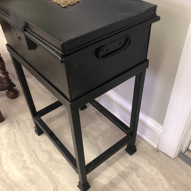 1940's English Steel Deed Box on Stand | Chairish