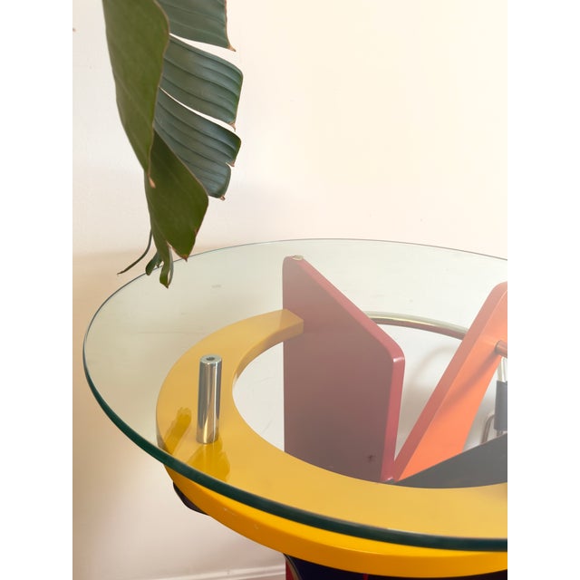 1980s Postmodern Multicolored Italian Memphis Design Pedestal Gueridon ...