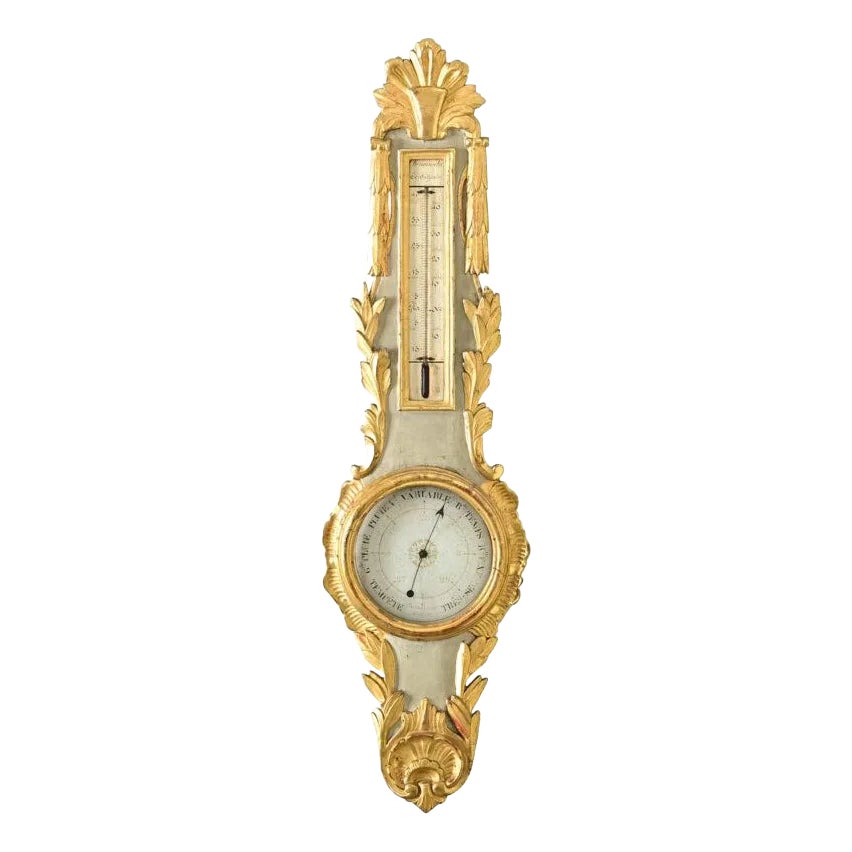 French 19th Century Gilt & Painted Barometer | Chairish