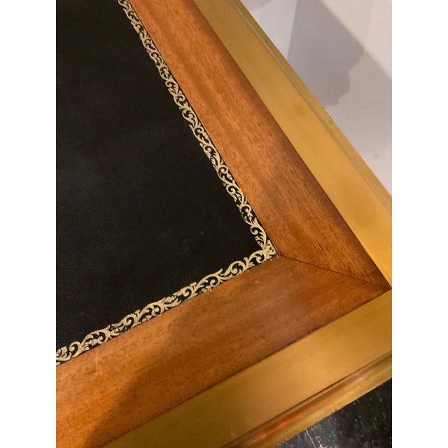 French Inlay Leather Top Desk, Finished On Both Sides | Chairish