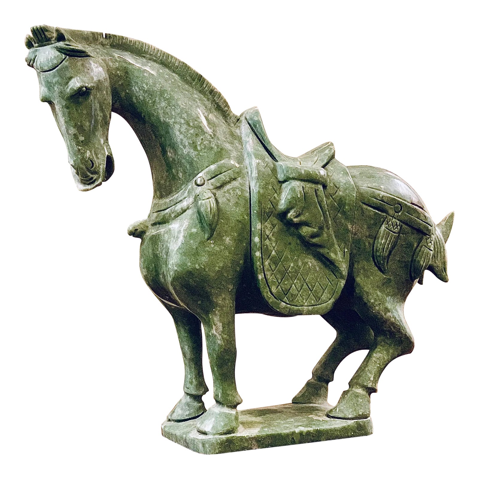 Vintage Hand Carved Jade Tang Dynasty Style Horse Sculpture, Late 20th ...