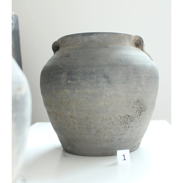 Matt Gray Distressed Cache Pot With Handles | Chairish