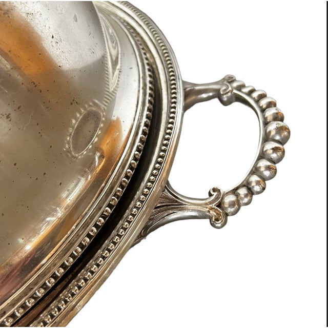 Antique English Silverplate Serving Platter With Walnut Board | Chairish