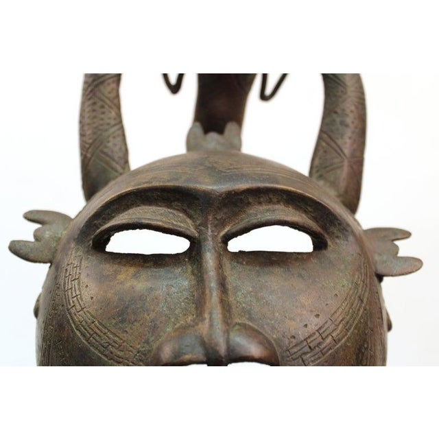 African Cameroon Tribal Bronze Mask | Chairish