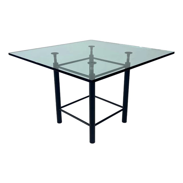 Postmodern Dining Table in Steel and Thick Glass, 1980s | Chairish
