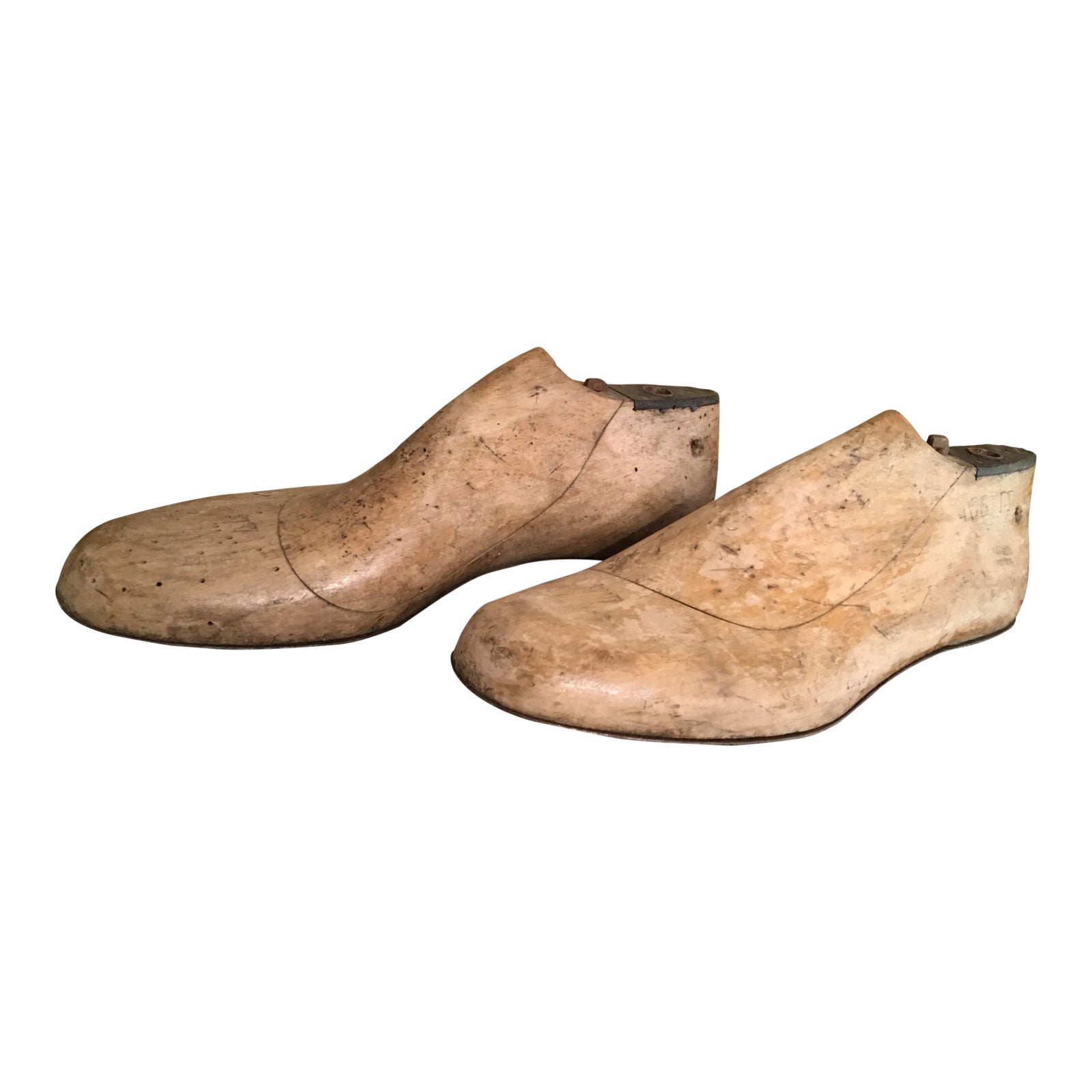 1920s Primitive Carved Wood Metal Shoe Forms - a Pair | Chairish