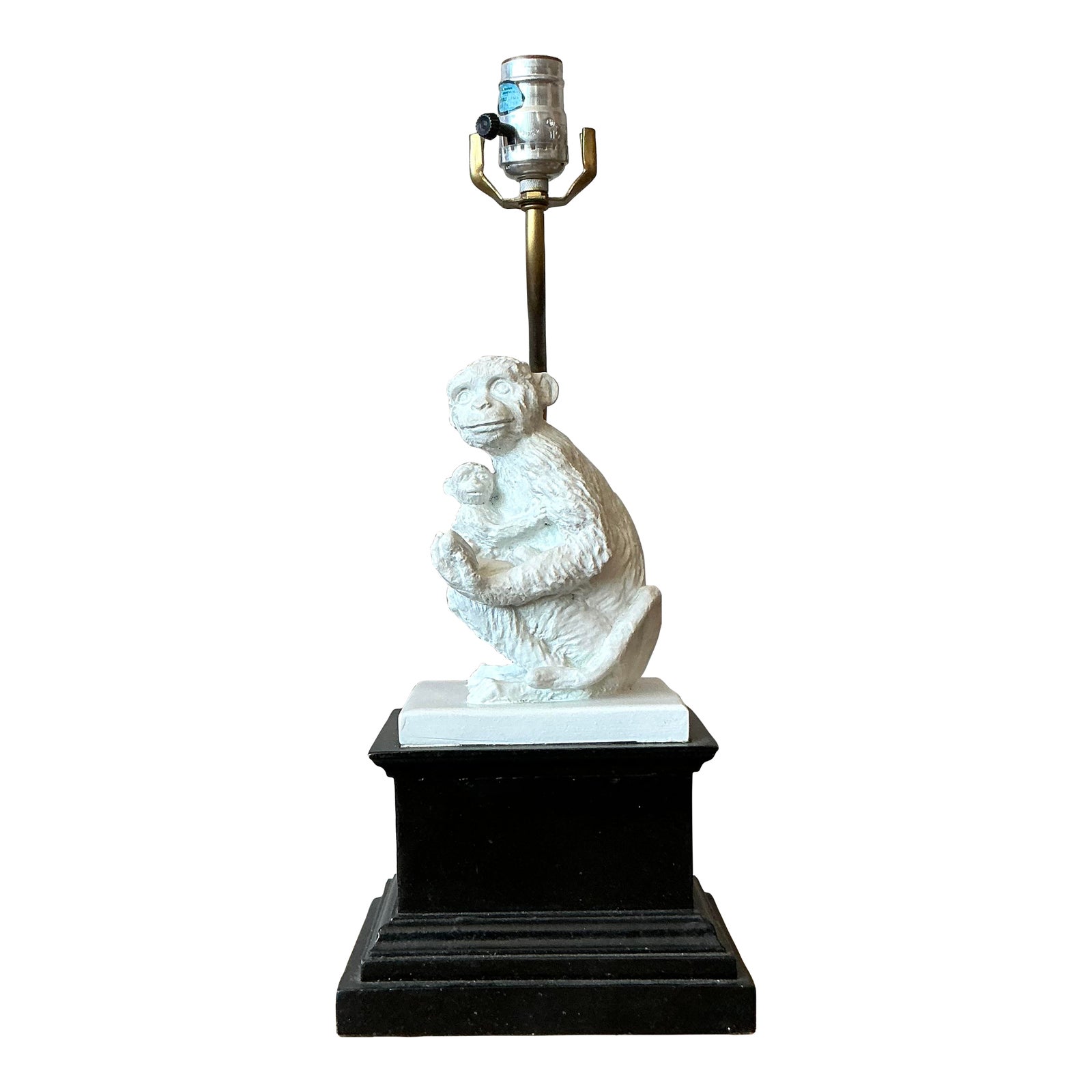 Vintage Boho Plaster Monkey Lamp | Chairish