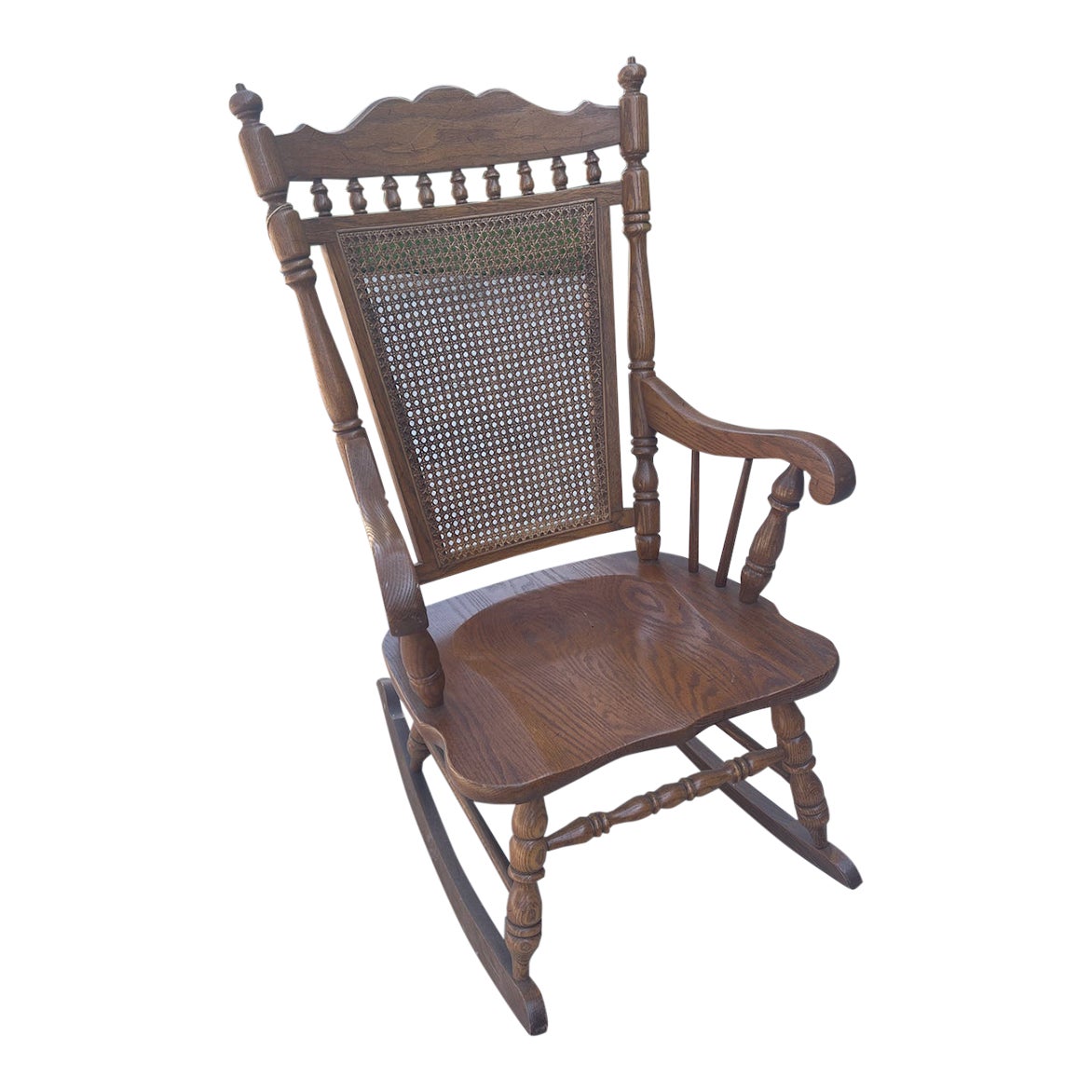 Early 20th Century Cane Back Rocking Chair | Chairish