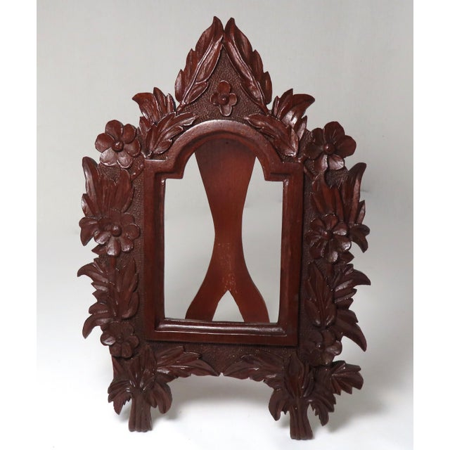 Antique Victorian Hand Carved Mahogany Picture Frame | Chairish