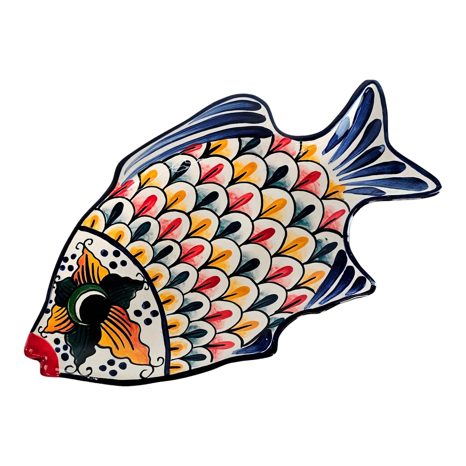 Talavera Mexican Hand Painted Fish Platter | Chairish