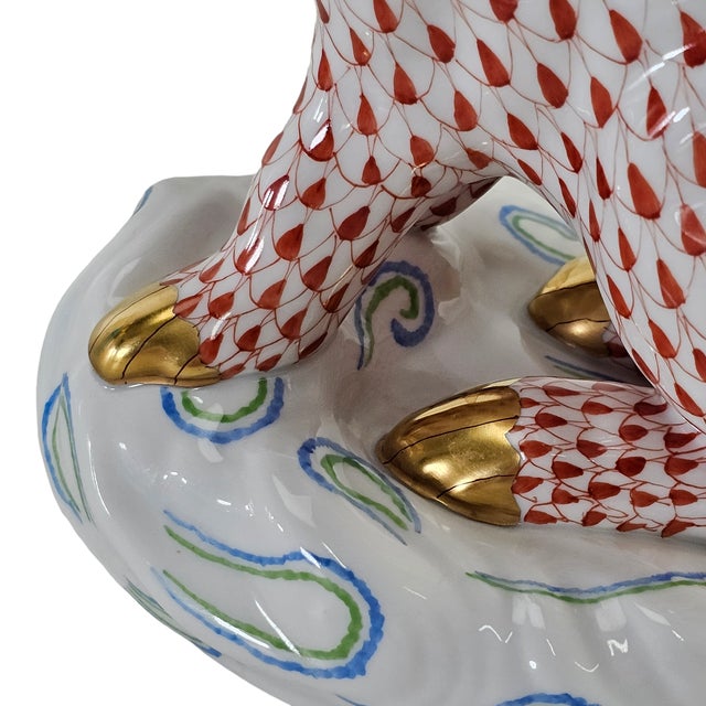 Large Herend Rabbit Fishnet Rust Red #5334 Figurine | Chairish