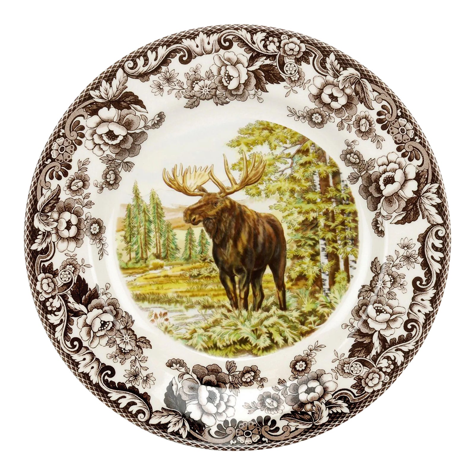 Spode Woodland Moose Dinner Plate 10.5", Moose | Chairish