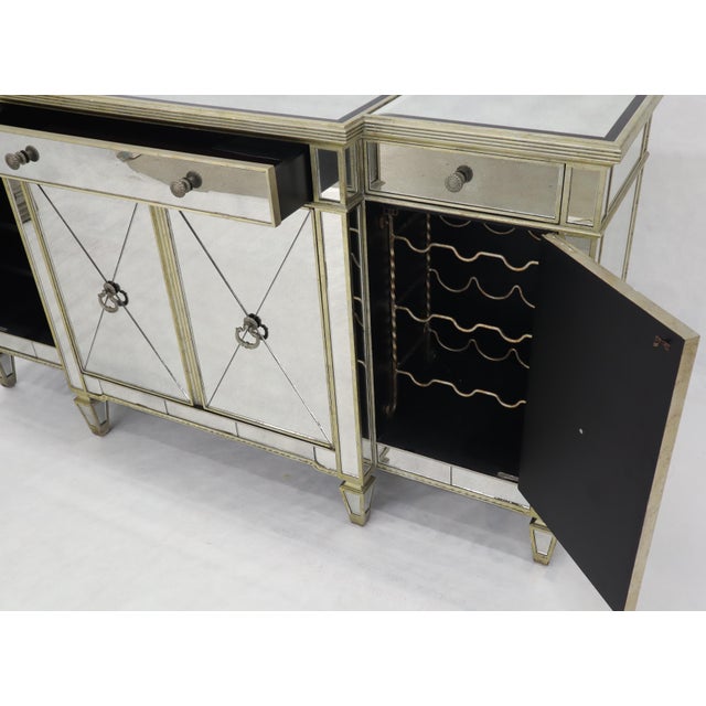 Mirrored Glass 4-Door Sideboard | Chairish