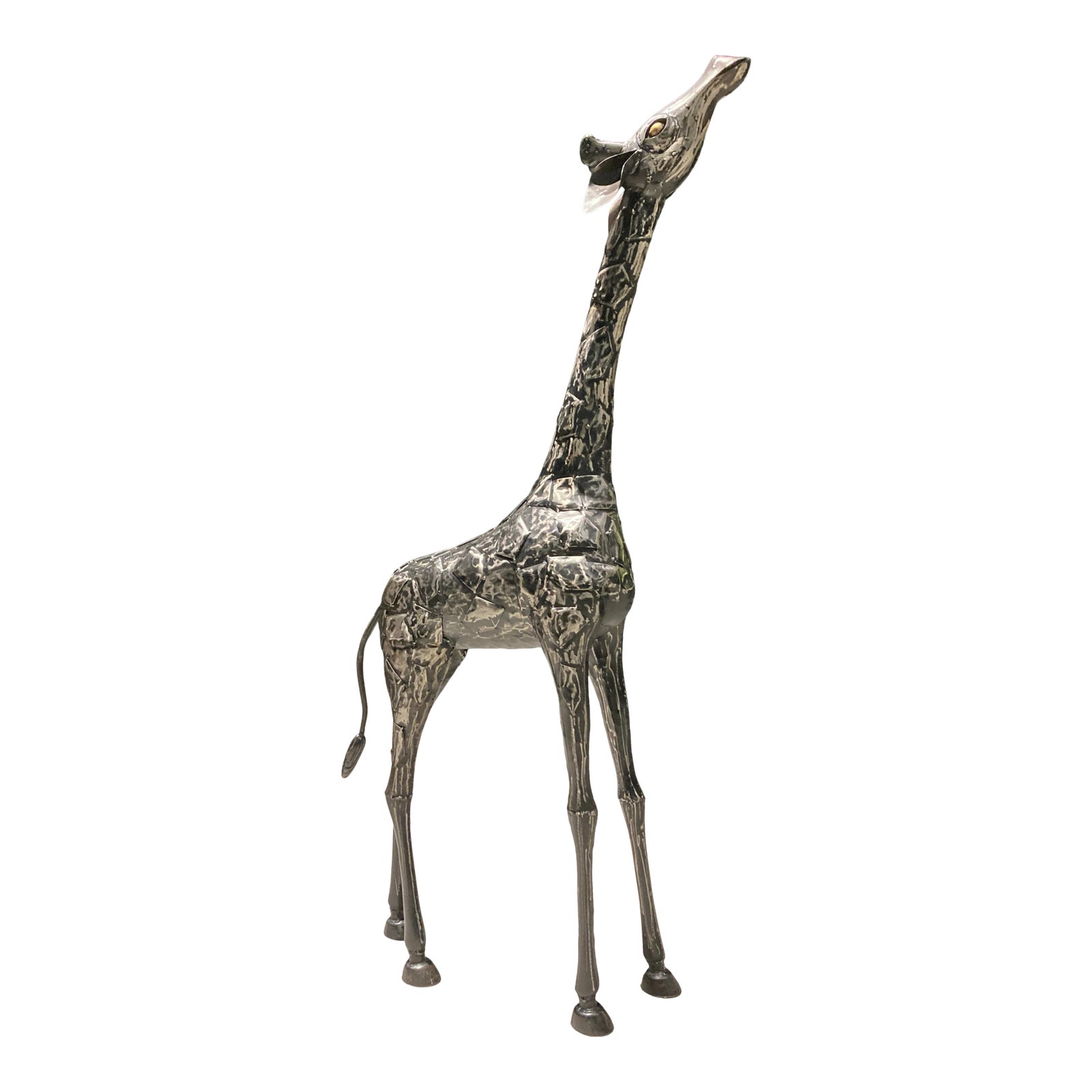 Modern Abstract Yearling Giraffe Patchwork Metal Sculpture | Chairish