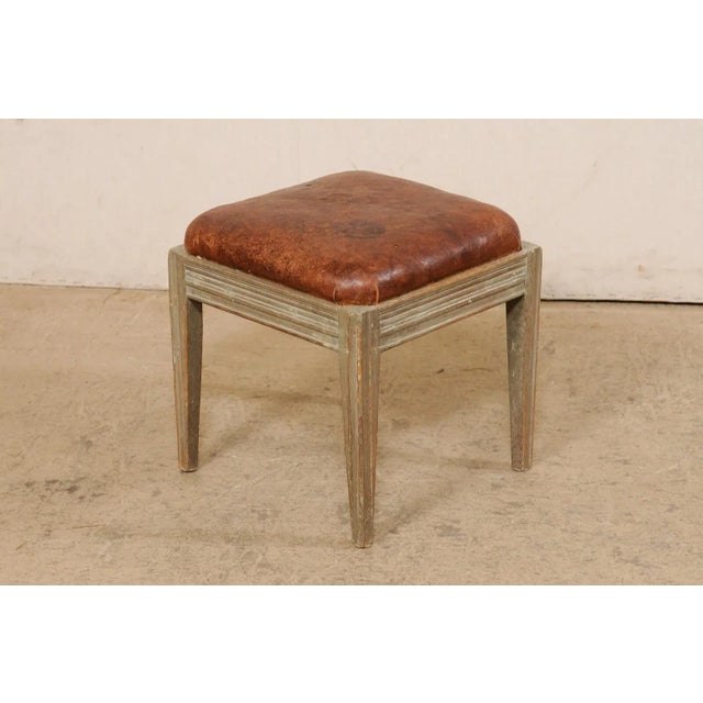 Early 19th Century Swedish Gustavian Wood Stool With Leather Seat ...