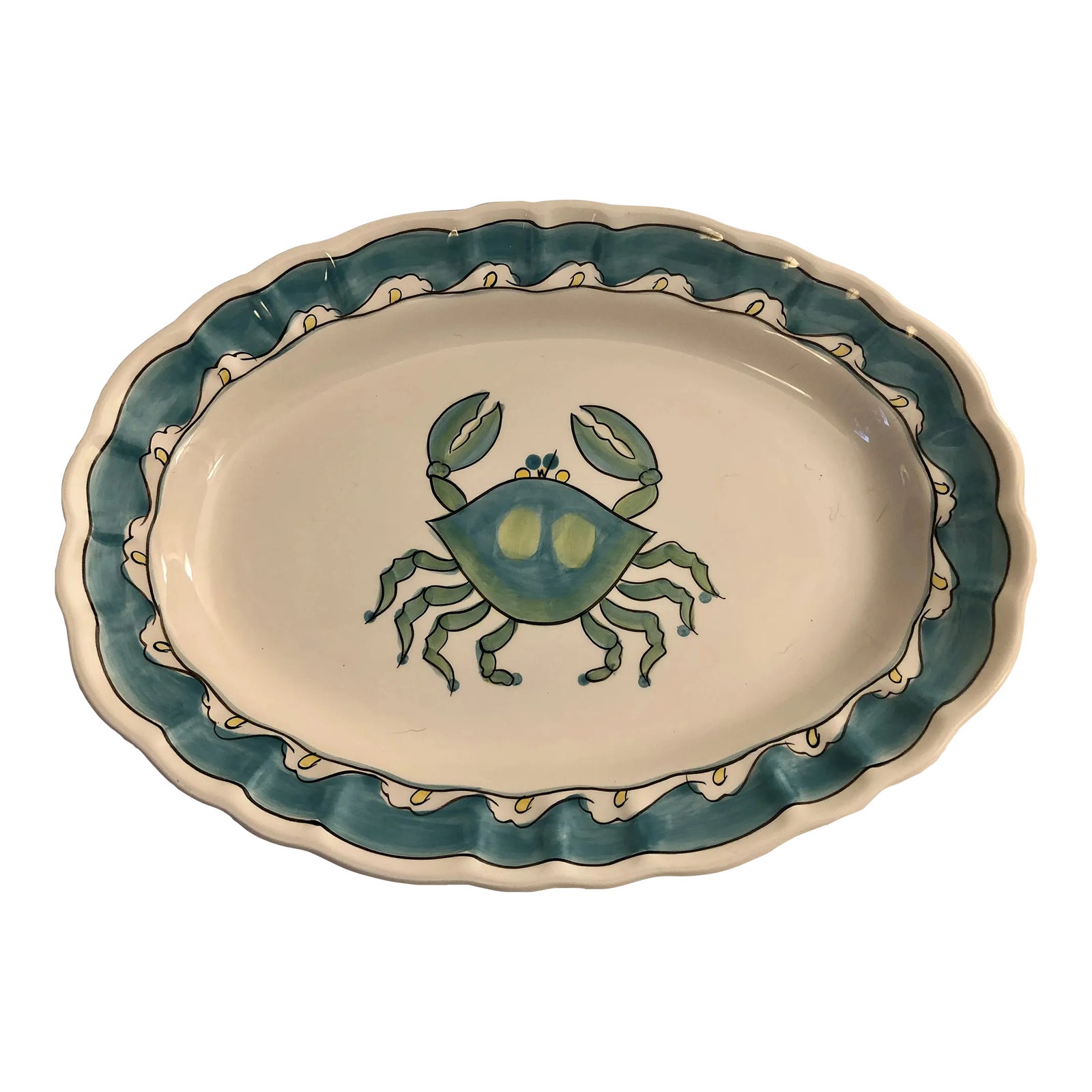 Nantucket Blue Crab Ceramic Serving Platter | Chairish