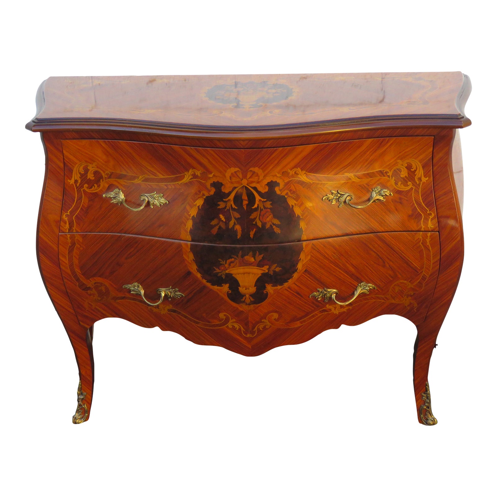 Italian French Bombay Serpentine Inlay Commode Dresser Bathroom Vanity ...