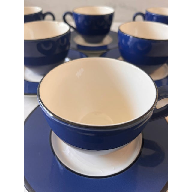 Vintage Italian Pagnossin Trevino Blue Coffee Cups and Saucers - Set of ...