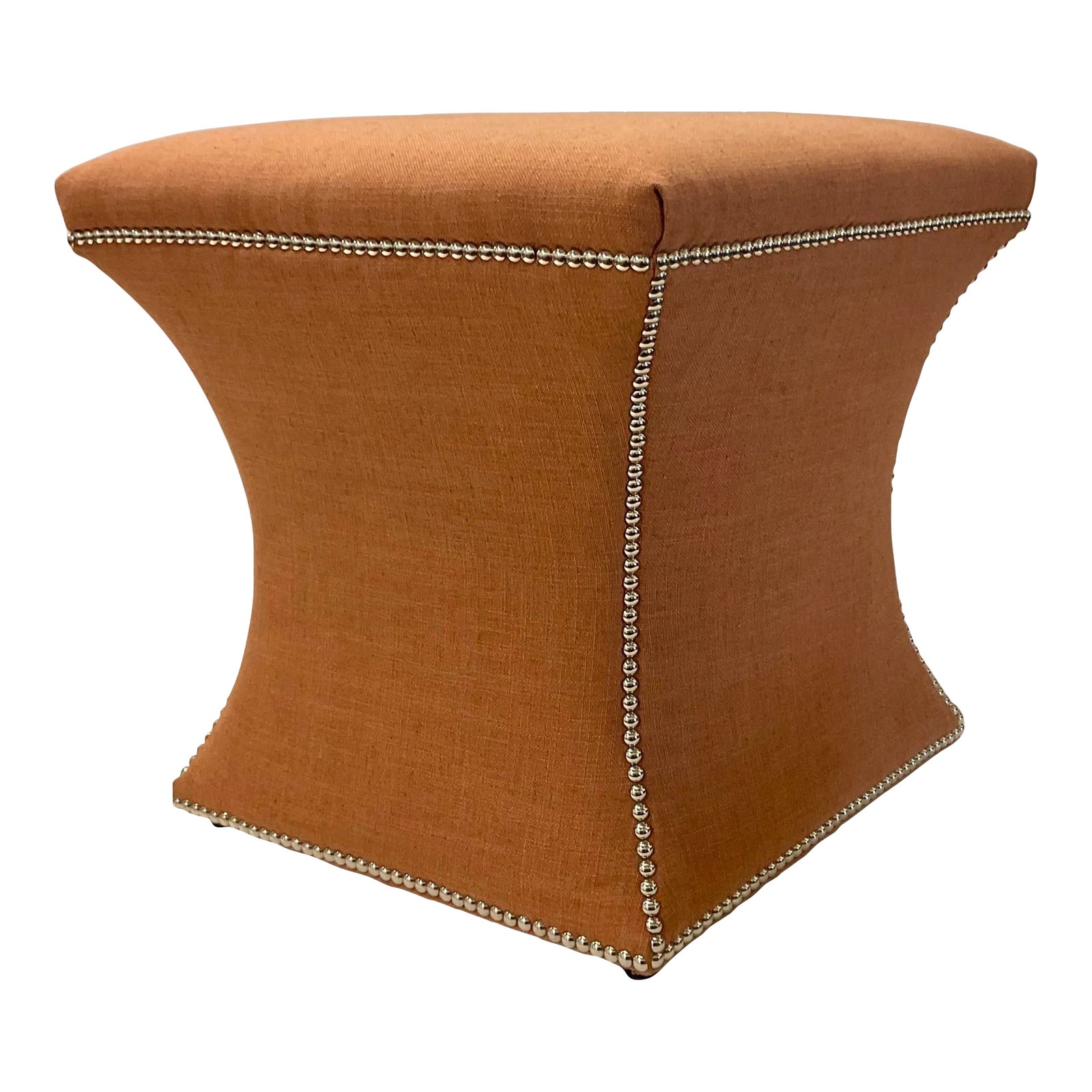 Norwalk Modern Clay Linen Cinched Roxie Ottoman | Chairish