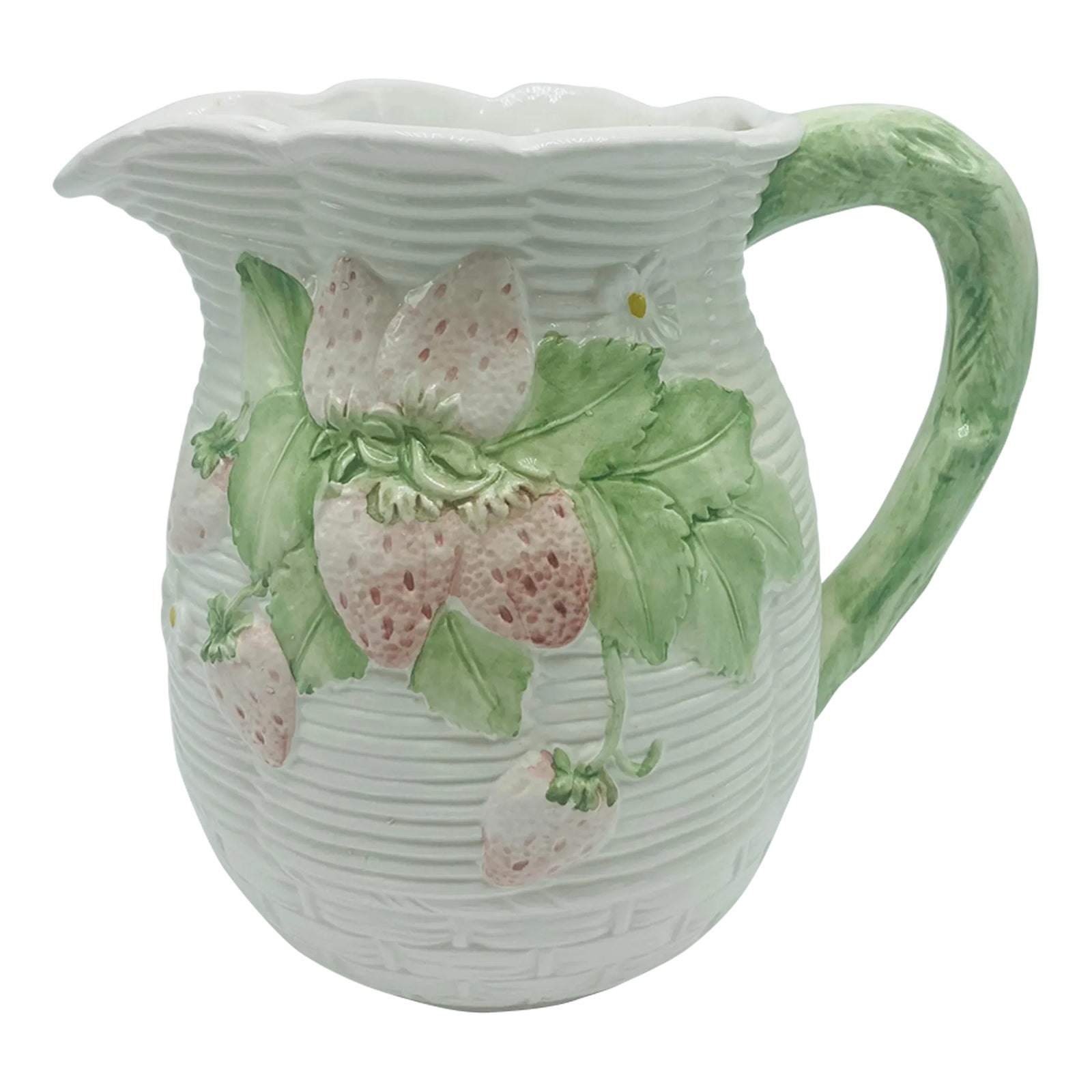 Italian Ceramic Strawberries Pitcher | Chairish