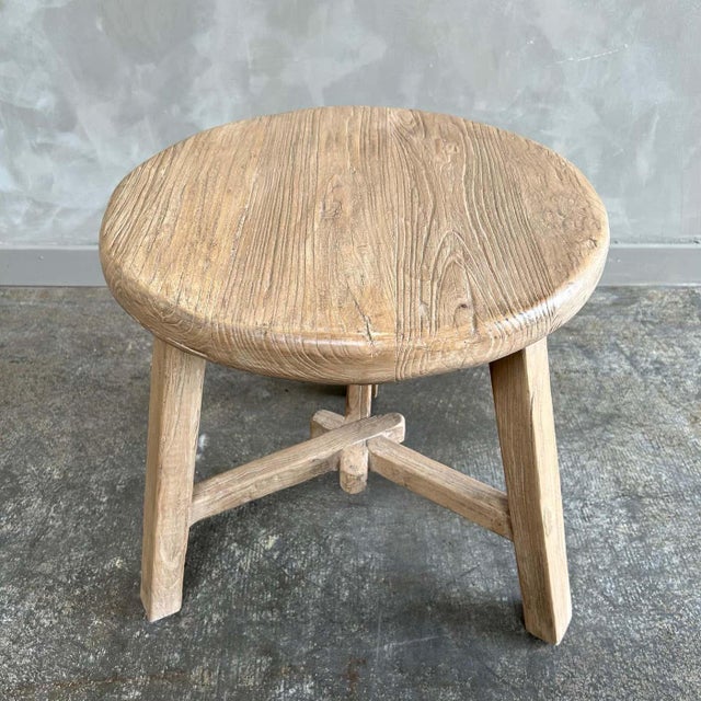 Custom Reclaimed Elm Wood Side Table | Chairish