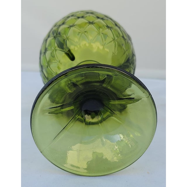 Vintage 1960s Olive Avocado Green Indiana Glass Duette Pattern