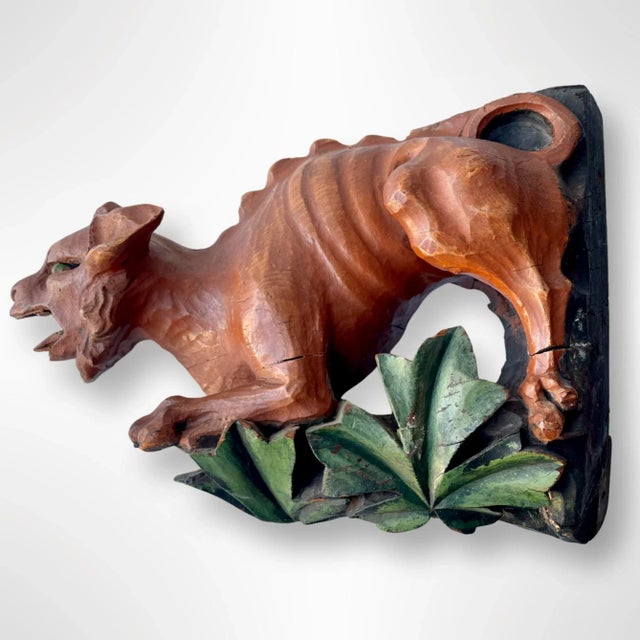 19th Century Black Forest Carved Wood Gargoyle Wall Sculptures- a Pair ...