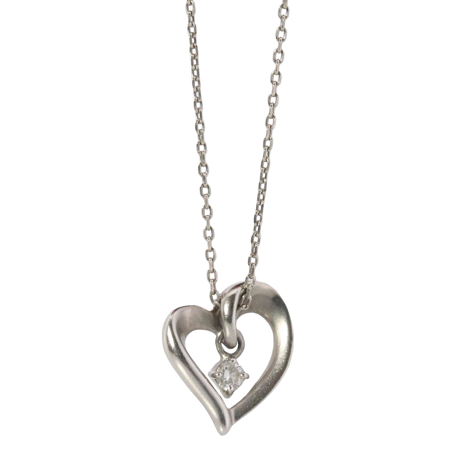 Yondo Sea 4℃ Pt850 Platinum Heart Diamond Pendant Necklace | Chairish