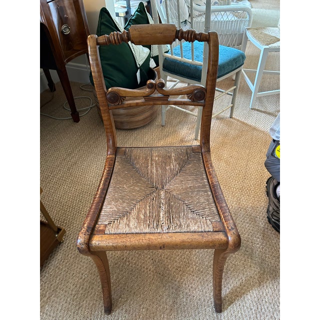Tiger Maple Antique Side Chairs -A Pair | Chairish