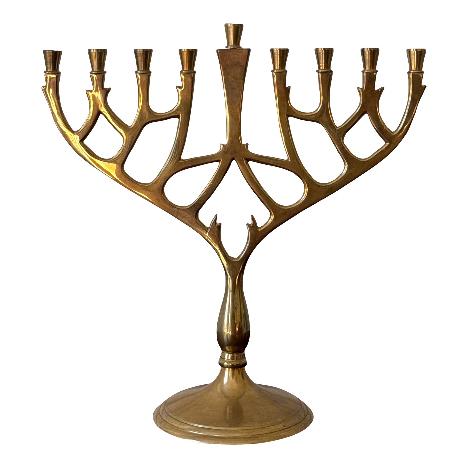 Vintage Solid Brass Menorah | Chairish