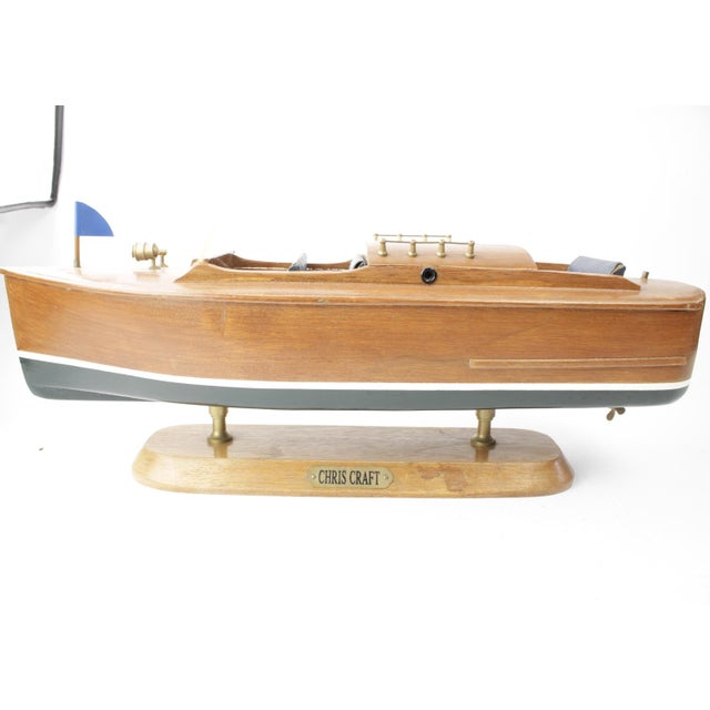 Chris Craft Boat Model in Piece of Wood | Chairish