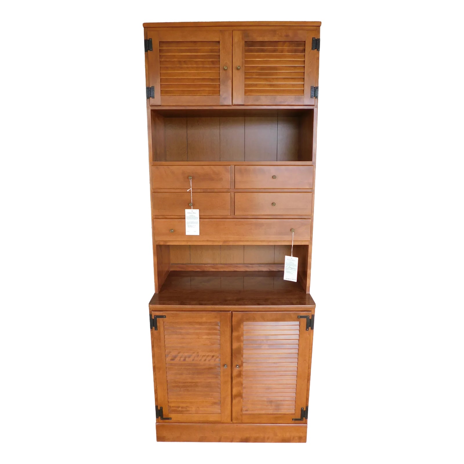 Ethan Allen CRP Maple 2 Pc Louvered Door Wall Cabinet | Chairish