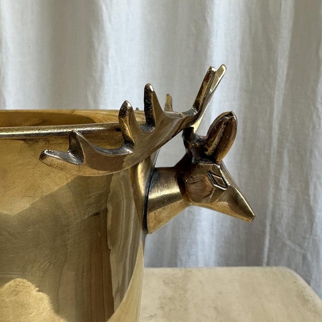 Mid-Century Brass Ice Buckets with Deer Sculpted Handles, 1960s | Chairish