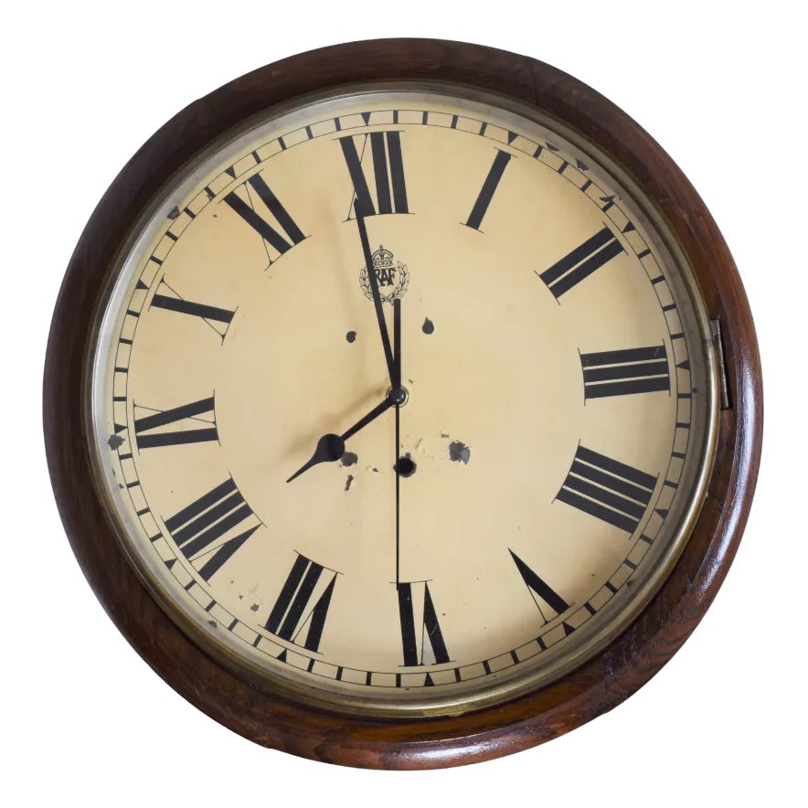 Mahogany WWII Royal Air Force Wall Clock by F. W. Elliott | Chairish