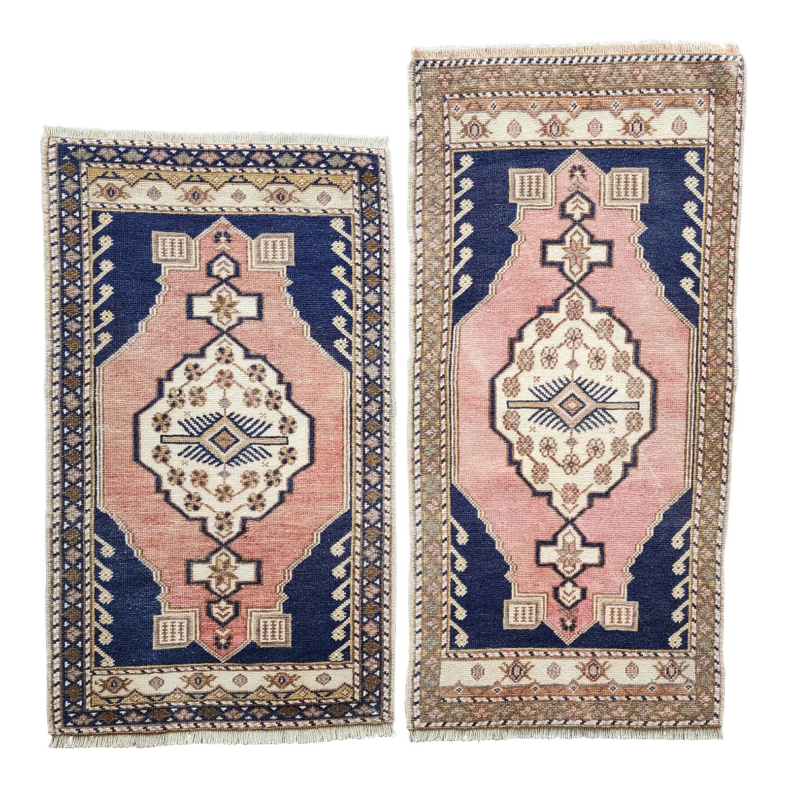 1960s Traditional Handwoven Turkish Oushak Wool Bath Mats - a Pair ...