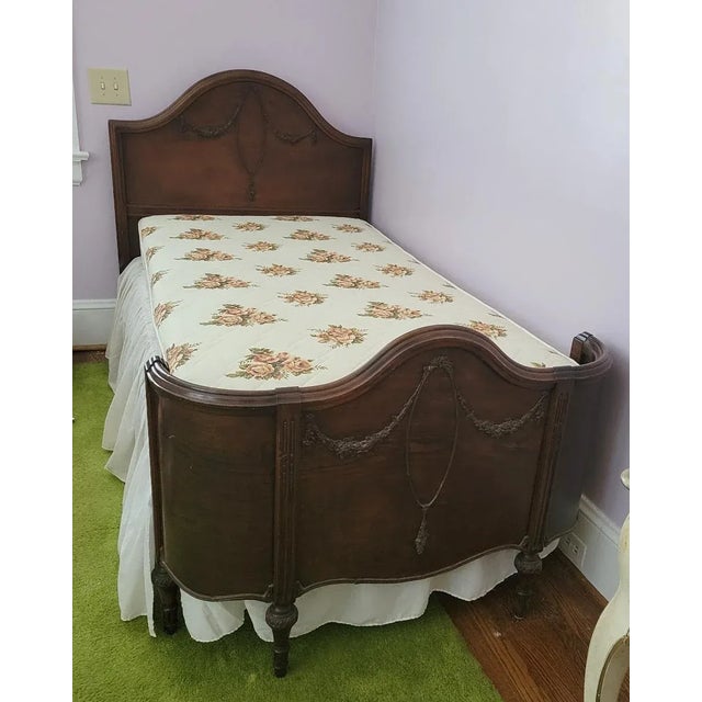 Antique French Walnut Twin Beds With Curved Footboards - a Pair | Chairish