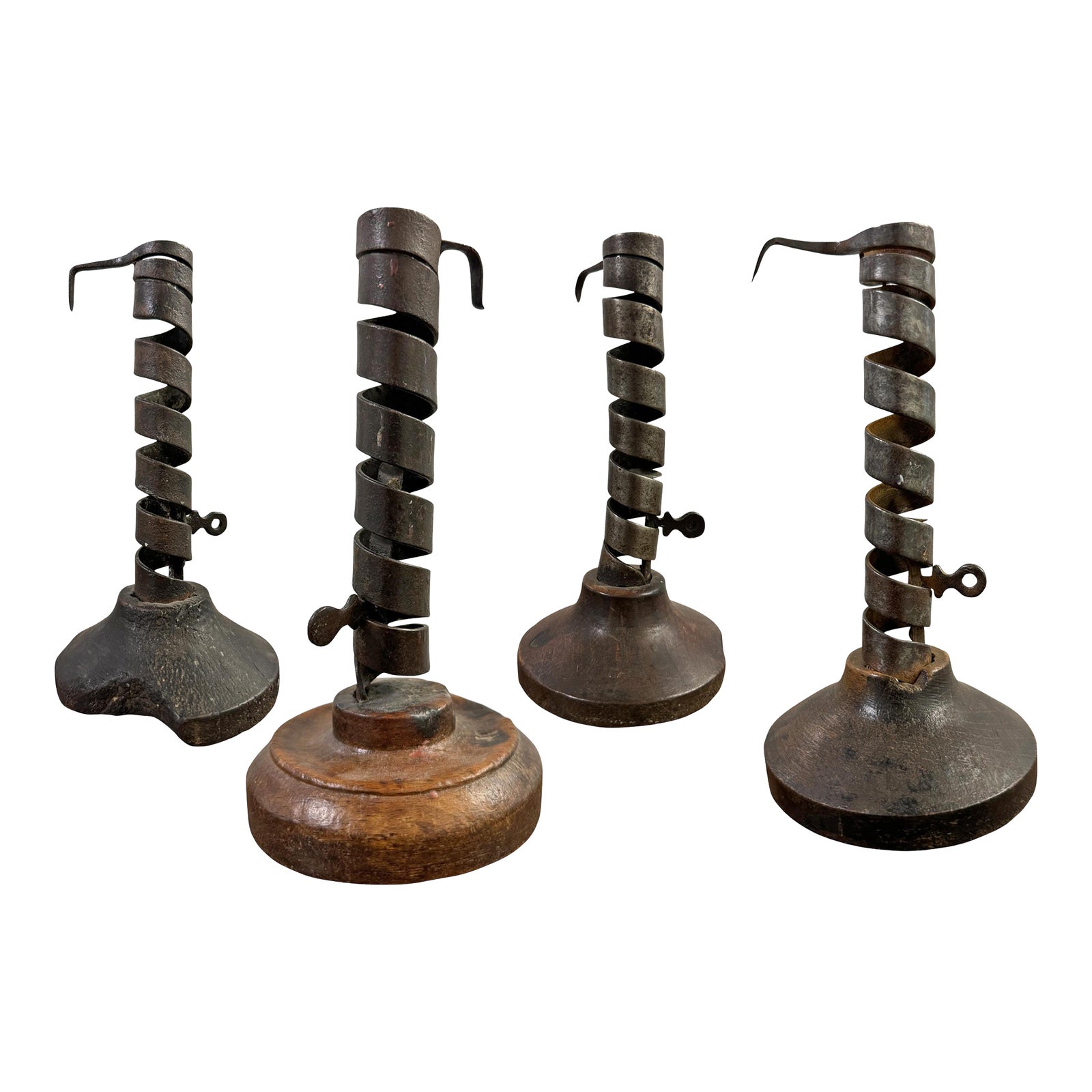 Collection of Four 18th-Century French Miner's Candlesticks | Chairish