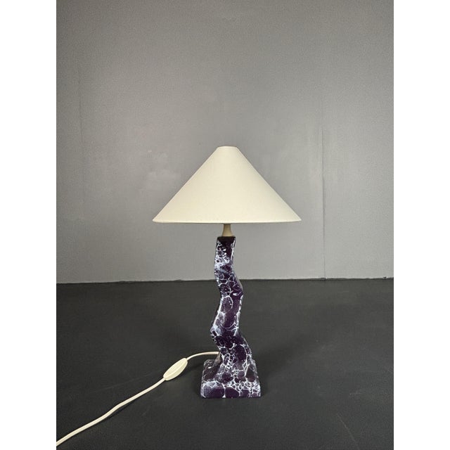 Postmodern French Zig Zag Faux Marble Table Lamp, 1980s | Chairish
