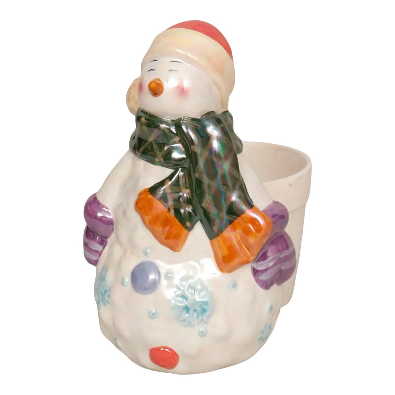 Ceramic Snowman Plant Pot Holder | Chairish