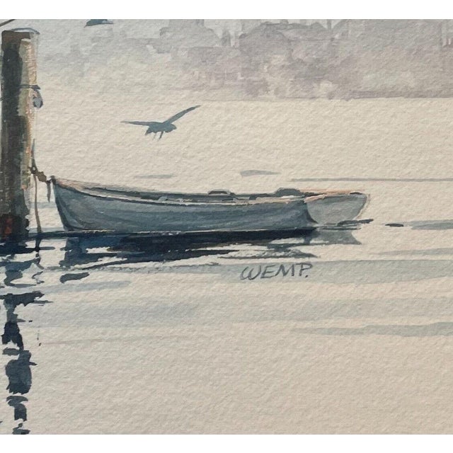 Vintage Original Jack Richard Wemp 'sailboats Boats in Mystic Harbor ...