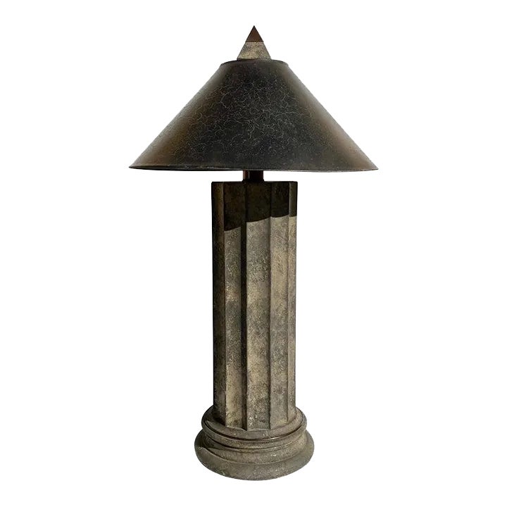 1980s Faux Stone Architectural Column Lamp | Chairish