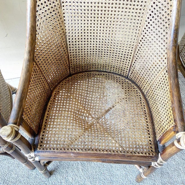 Bohemian Bamboo and Cane Arm Chairs by McGuire - Set of 4 | Chairish