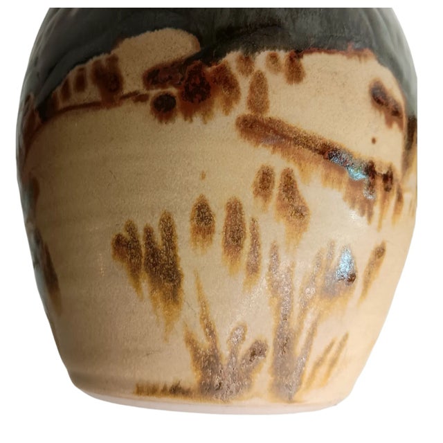 2000s Carl Sheehan Pottery Vase Signed Snow Mountain Scene | Chairish