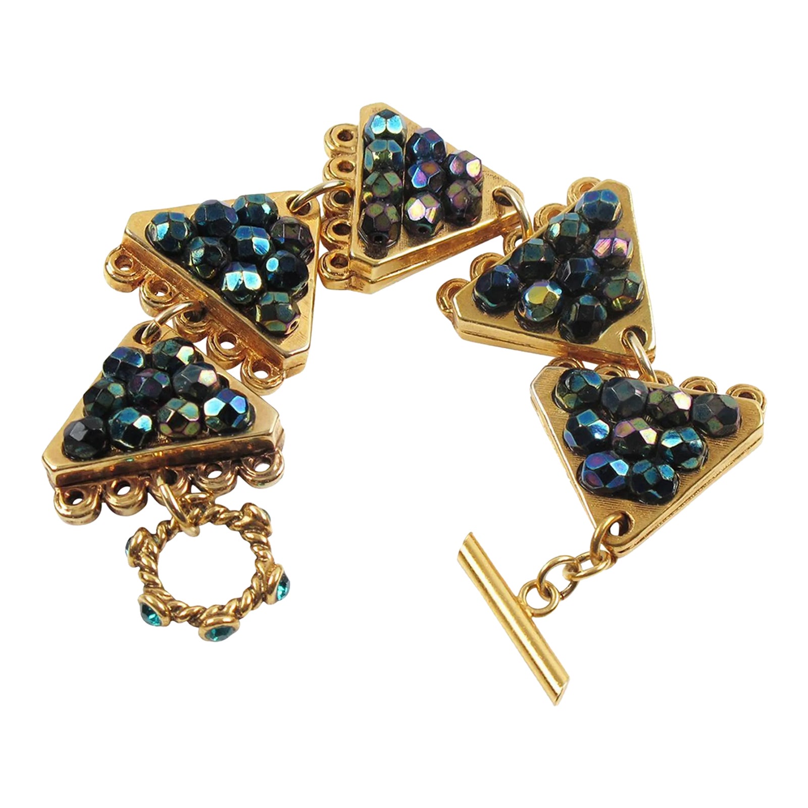 Mid 20th Century Claire Deve Paris Iridescent Green and Purple Jeweled ...