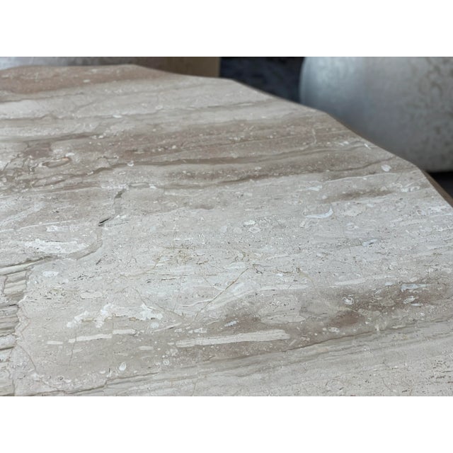 1980s Travertine Scalloped Edge Postmodern Dining Table | Chairish