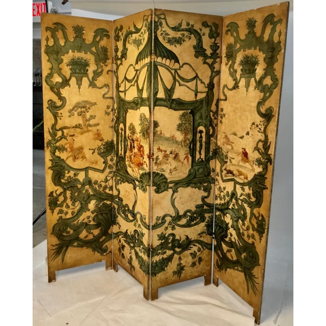 19th Century European Hand Painted Dressing Screen | Chairish