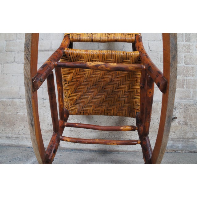 Mid 20th Century Primitive Old Handmade Hickory Rattan Woven Rocking ...