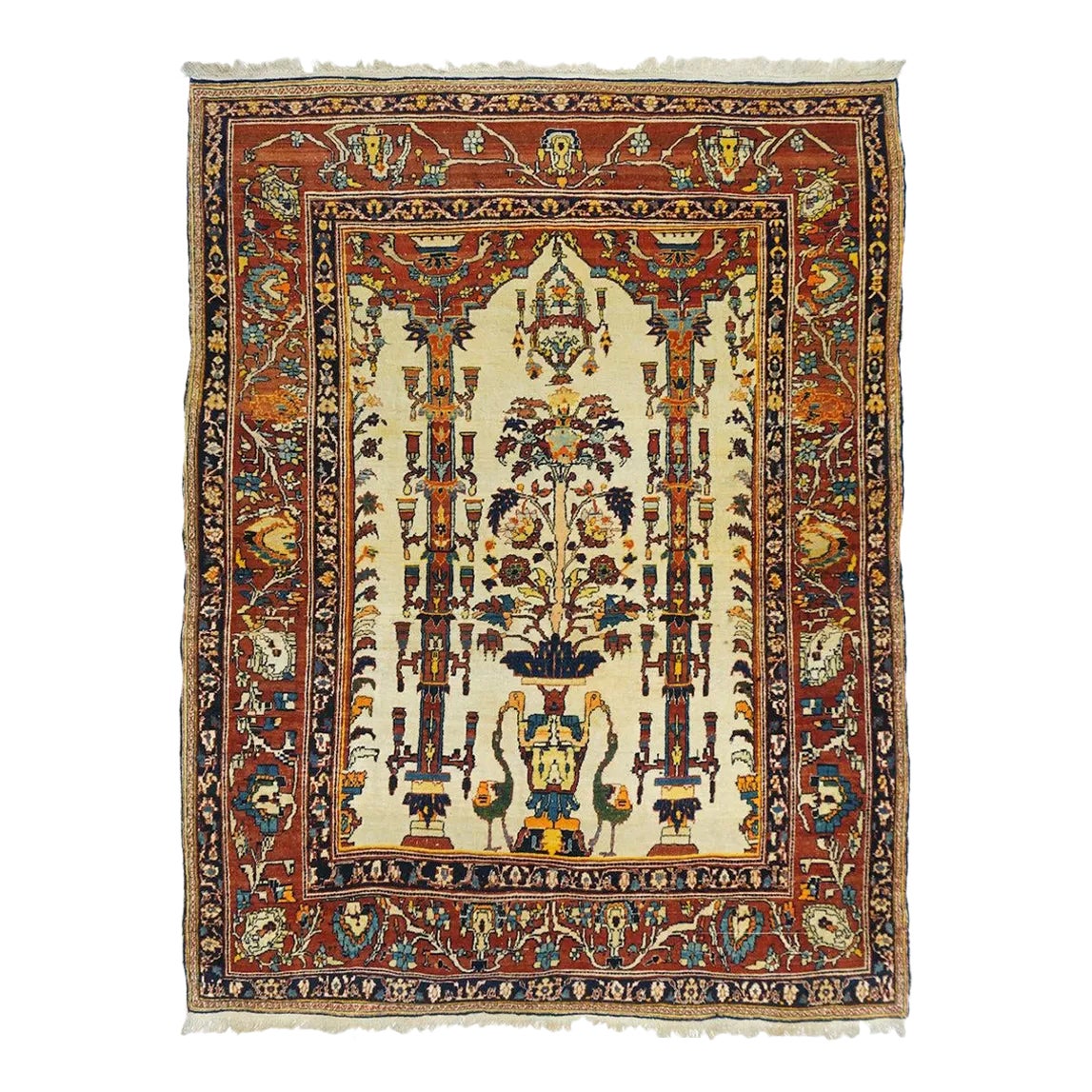Late 18th Century Antique Tabriz Rug 4'5'' x 5'11'' | Chairish