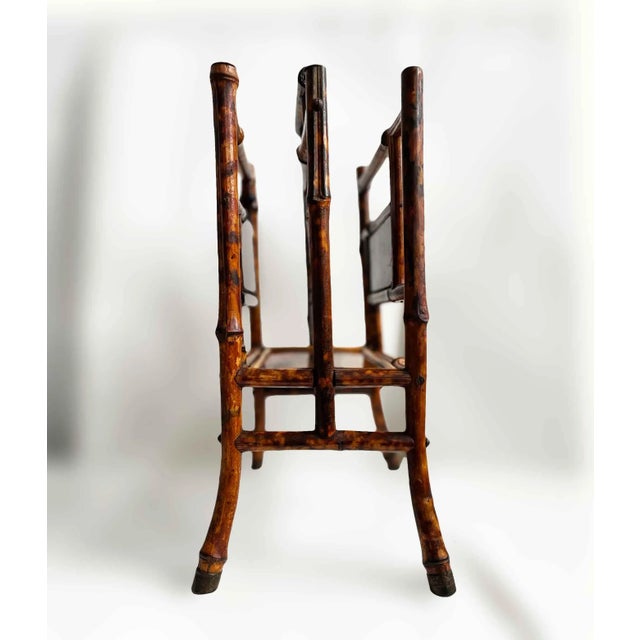 Vintage Magazine Rack With Japanese Painted Panels | Chairish