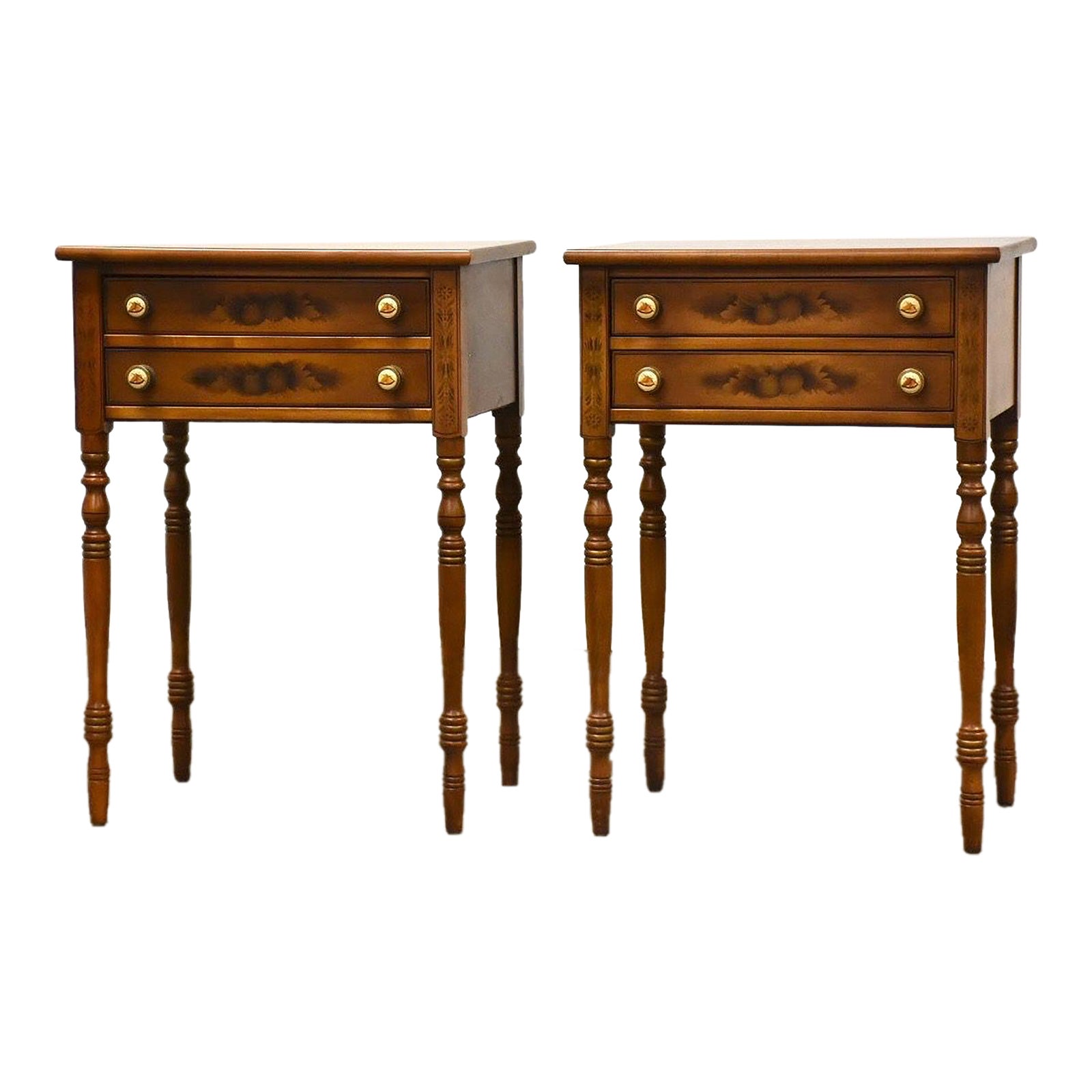 1980s Solid Maple Nightstands by Hitchcock - a Pair | Chairish